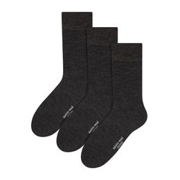 Steven - 3 Paar Multipack Herren Original Merinowolle Socken - Holzkohle