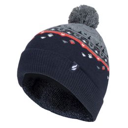 Heat Holders - Mens Thin Knit Fleece gef&uuml;ttert Pom Pom Hut | Gemustert | F&uuml;r Winter - Pebble Grey