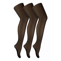 Sock Snob - Womens Vintage Seamed Tights | 3 Paar Multipack | 40 Denier Knee High Ultra Sheen Tights mit Line Up the Back - Black / Black