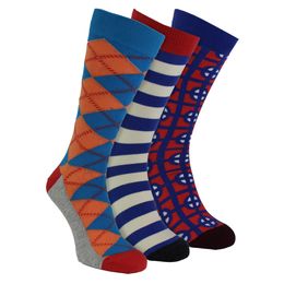 HS von Happy Socks - Herren 3er-Pack klassische Struktur-Anzugsocken - Target (Blau)