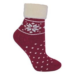 Damen Wollsocken mit Fairisle Design | Socken Snob | Thermo Lounge Socken f&uuml;r den Winter | F&uuml;r Stiefel, zum Schlafen, im Freien oder als Geschenk | Weihnachtsdesigns - Rot