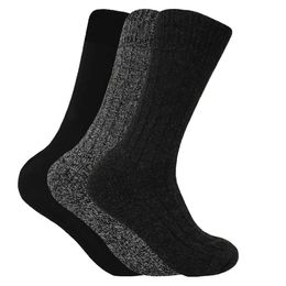 3 Paare Herren gepolsterte Sohle Wolle Mischung Wandern Socken f&uuml;r Stiefel