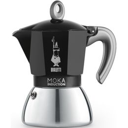 Espressokocher Bialetti "Moka Induktion", schwarz (edelstahlfarben, schwarz), 0,28 l, 6, Kaffeemaschinen, Induktionsgeeignet