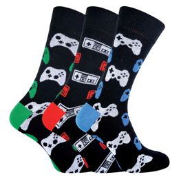Herren Retro Gaming Funky Neuheit Videospiel Socken 6-11 | 3 Paare