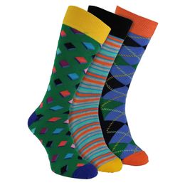 HS von Happy Socks - Herren 3er Pack lustige, ausgefallene Socken - Diamant (Gr&uuml;n)
