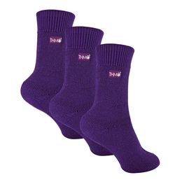 3 Paar Multipack Kinder Thermosocken | THMO | Gerippte weiche Oberseite Fleece Flauschige Innenseite Warme Socken f&uuml;r Jungen & M&auml;dchen - Lila