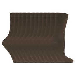 Einfarbige Damensocken mit hohem Baumwollanteil | 12 Paar Multipack | Socken-Snob | D&uuml;nne, bequeme, farbenfrohe Crew-S&ouml;ckchen f&uuml;r Damen in Hellbraun