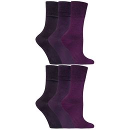 Gentle Grip - 6 Paar Damen Diabetiker Socken mit Honigkamm oben und Hand verbunden Zehenn&auml;hte - lila 38