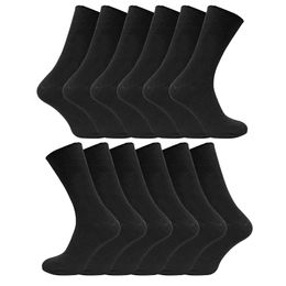 12 Paar Multipack Herren 100% Baumwolle Diabetiker freundliche Socken | Socken Snob | gerippt nicht elastisch lose breite Top Socken - TSFD01