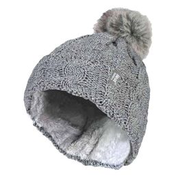Heat Holders W&auml;rmehalter - Damen Strickfleece gef&uuml;tterte Thermo-Bommelm&uuml;tze mit Pom Pom