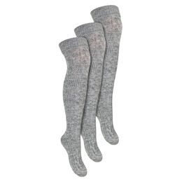 3 Paar Overknee-Wollsocken f&uuml;r Damen | Steven | Damen Extra lange Wollsocken Grau