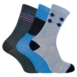 6er-Pack Herren-Socken mit blauem Argyle-Streifen aus Baumwolle in Geschenkbox - Pack C