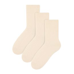 3 Paar Womens Wool Dress Socks | Steven | Ladies Breathable Cushioned Socks - Ecru