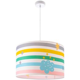 Paco Home Pendelleuchte "Tweet 462", wei&szlig;, 1, &Oslash; 45,5cm H: 27cm, Leuchten, Lampe Kinderzimmer Babyzimmer Deckenlampe Streifen Regenbogen E27, Pendelleuchte
