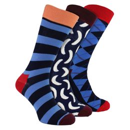 HS von Happy Socks - Herren 3er-Pack Klassische Argyle-Anz socks - Argyle (Rot)