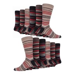 12 Paar Multipack Herren Baumwolle bunt gestreiften Kleid Socken | Socken Snob | gemusterten Business Casual Dress Socken - Rom