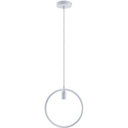 Paco Home Pendelleuchte "JACOB", wei&szlig;, 1, &Oslash; 32cm H: 32cm, Leuchten, H&auml;ngelampe Esszimmer Rund Ring 1,5m Textilkabel K&uuml;rzbar E27, Pendelleuchte