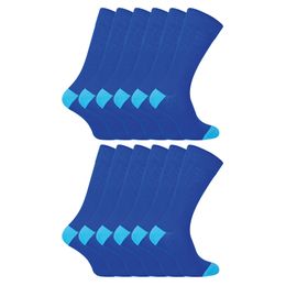 12er Multipack Herren schwarze Baumwollsocken | Sock Snob | Atmungsaktive Kniestr&uuml;mpfe mit gepolstertem Fersen- und Zehenbereich - Blau
