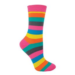 Miss Sparrow - Damen Bambus Socken | Neuheit gemusterten gestreiften Polka Dot Socken | Atmungsaktiv weich | Geschenke f&uuml;r Sie - Bright Thick Stripe