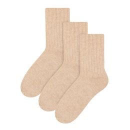 3 Paar Wollsocken f&uuml;r Damen | Steven | Atmungsaktive gepolsterte Damensocken Beige