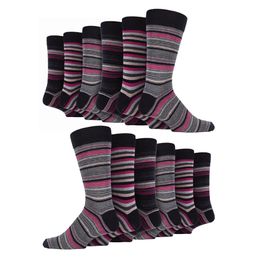 12 Paar Multipack Herren Baumwolle bunt gestreifte Kleid Socken | Socken Snob | Gemusterte Business Casual Kleid Socken - Tokio