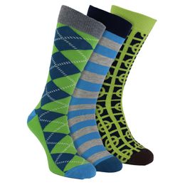 HS von Happy Socks - Herren 3er Pack Klassische Struktur Socken - Target (Gr&uuml;n)