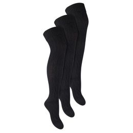 3 Paar Overknee-Wollsocken f&uuml;r Damen | Steven | Damen Extra lange Wollsocken Schwarz