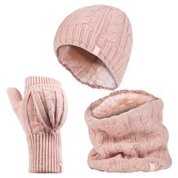 Heat Holders - Womens Thermal Winter Fleece M&uuml;tze, Halsw&auml;rmer und Converter Handschuhe Set - Dusky Pink