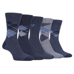 Farah - 5er-Pack d&uuml;nne, atmungsaktive, klassische Argyle-Muster-Socken aus Baumwolle mit weichem Oberteil - FCS270DENTEL (Argyle)