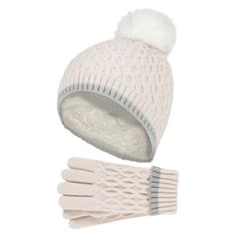 Heat Holders W&auml;rmehalter - Thermoisolierte Pom Pom Bommelm&uuml;tze und Handschuhe f&uuml;r M&auml;dchen | bunte Pastellfarben - Buttercreme