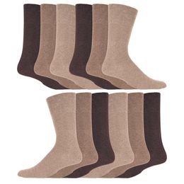 12 Paar Multipack Gentle Grip Top Diabetiker Socken | IOMI | Mid Calf Loose Top Non Elastic Cotton Socken mit Handlinked Seamless Toe - Beige