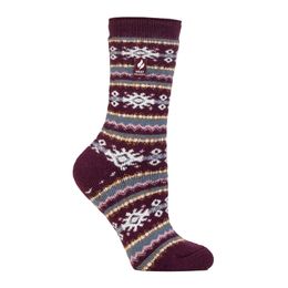 Ladies Nordic Socks | Heat Holders Lite | Lightweight Thermal Winter Socks for Women - Cabernet/Rose
