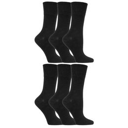 Gentle Grip - 6 Paar Damen Diabetiker-Socken mit Honigkamm-Oberteil und handgekettelten Zehenn&auml;hten - Schwarz