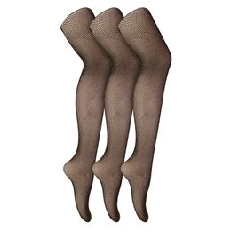 3 Paar Multipack Netzstrumpfhosen f&uuml;r Frauen | Sock Snob | Stylish Footed Pretty Stocking Ideal f&uuml;r Dance Party - Schwarz / Gold