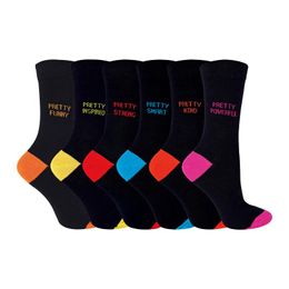 Pretty Womens 6 Paar Socken Pack gl&uuml;cklich bunte Art lustige Socken