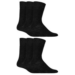 Gentle Grip - Herren 6 Paar Multipack Diabetiker Socken mit Honigkamm oben und Hand verbunden Toe N&auml;hte - Schwarz