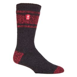 Heat Holders W&auml;rmehalter - Herren extra dicke Thermosocken f&uuml;r den Winter | Warme flauschige Fleece isolierte Socken | Geschenke f&uuml;r M&auml;nner - Charcoal / Rot (Athen)