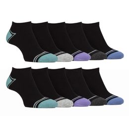 10 Paar Herren Bambus-Trainersocken | Farah | gestreifte gepolsterte Kn&ouml;chelsocken - schwarz