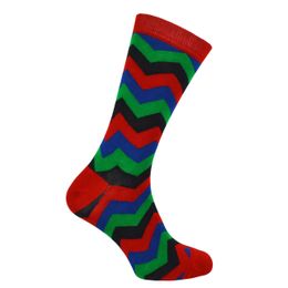 Herr Heron - Herren Bambus Socken | Neuheit Funky Socken | Gemusterte Argyle gestreifte Socken | Atmungsaktiv weich | Geschenke f&uuml;r ihn - Zig Zags (Rot)