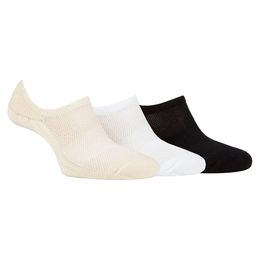 Damen Bamboo No Show Socken | JEEP | Atmungsaktiv Anti Blister gepolstert unsichtbare Socken mit Anti-Rutsch-Ferse Grip - Creme / Schwarz / Wei&szlig;