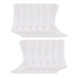 12 Paar Multipack Gentle Grip Top Diabetiker Socken | IOMI | Mid Calf Loose Top Non Elastic Cotton Socken mit Handlinked Seamless Toe - Wei&szlig;