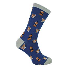 Herr Heron - Bambus Lustige Whiskey Gemusterte Kleid Socken - Whiksy (Marine)
