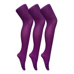 3 Paar Multipack Damen farbige undurchsichtige 80 Denier Strumpfhosen | Sock Snob | einfarbige Blockfarbe Strumpfhosen - Imperial Purple
