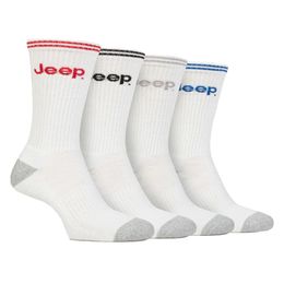 Herren Sport Crew Socken | JEEP | 4er Pack Baumwolle Laufsocken mit verst&auml;rkter Ferse und Spitze - Wei&szlig;