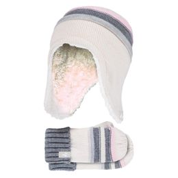 Heat Holders W&auml;rmehalter - M&auml;dchen Winter Warm Pom Pom Bobble Beanie M&uuml;tze und Handschuhe Set - Buttercream