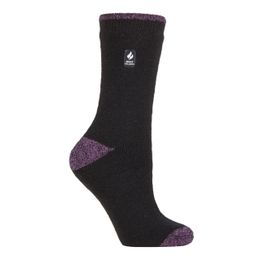 Heat Holders W&auml;rmehalter - Damen Thermosocken f&uuml;r den Winter | Outdoor & Indoor Socken | Kuschelig & Flauschig | Geschenke f&uuml;r Frauen - Schwarz / Lila H&T (Prag)