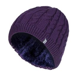 Heat Holders Damen gerippt Kabel stricken Fleece gef&uuml;ttert Thermal gestrickt Beanie Hut