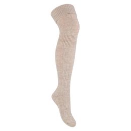 Overknee-Wollsocken f&uuml;r Damen | Steven | Winterwarme dicke lange Socken Beige