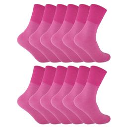 12 Pack Damen nicht elastische thermische diabetische Socken | Socken Snob | Frauen Soft Top Socken f&uuml;r schlechte Durchblutung - Pink