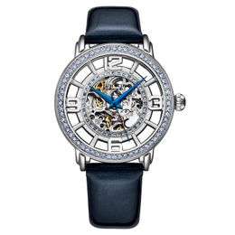 Silber und Marineblau Winchester Automatik 38mm Skeleton